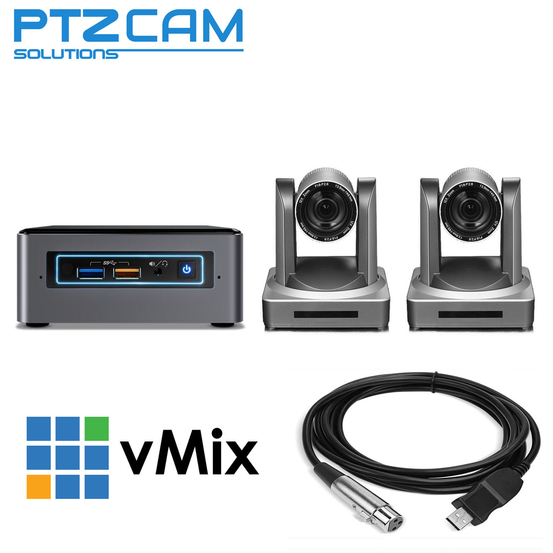 PTZCam CamKit2 NDI - Two PTZ Cameras with vMix Mini Switcher - US BROADCAST