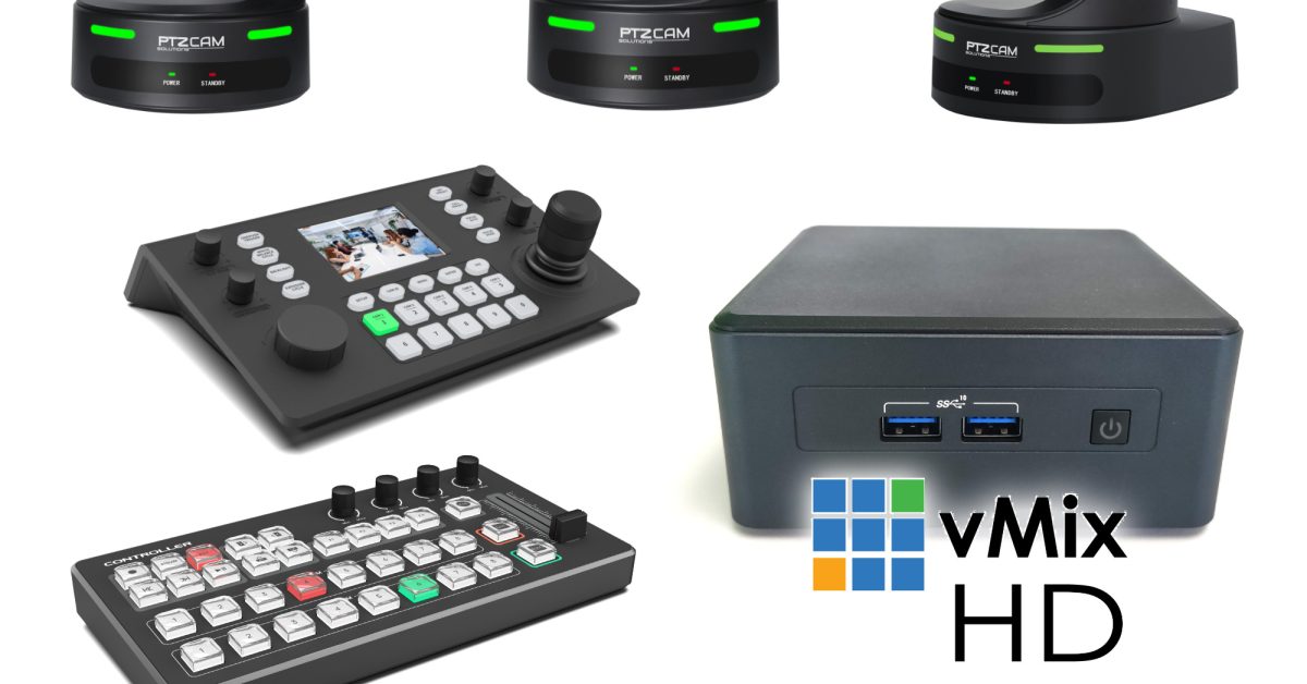 PTZCam CamKit3 Live Streaming System - 3-Camera PTZ Streaming Kit with vMix Switcher ...